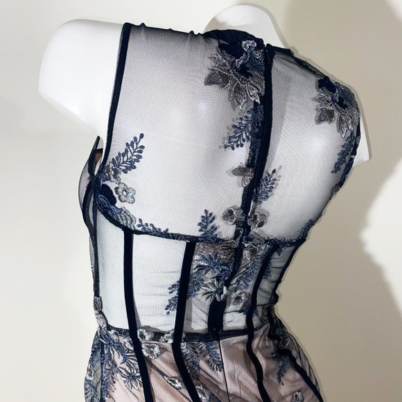 Missguided | Dresses | Missguided Preloved Sz 4 Black Beige Sheer Mesh ...